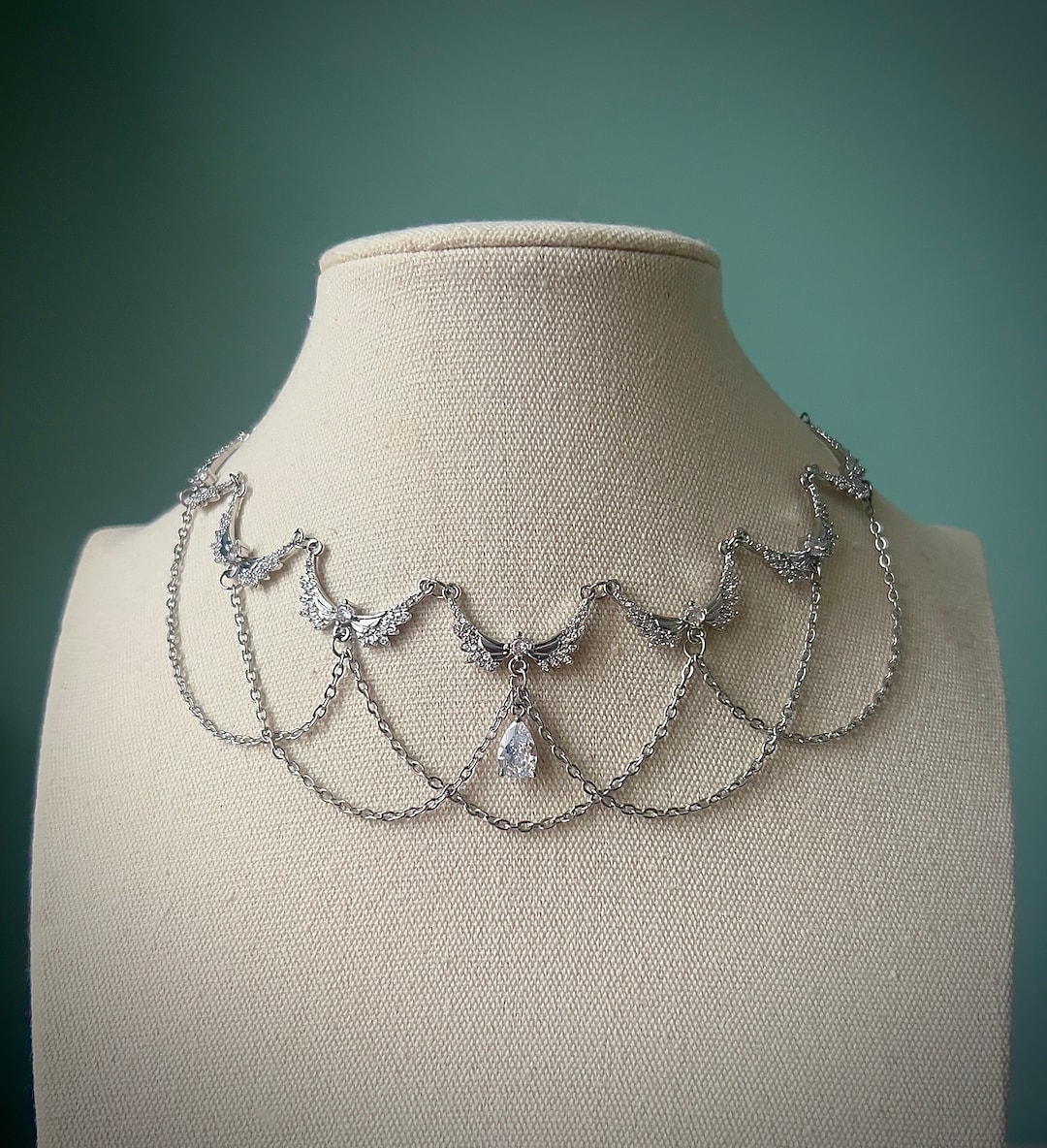 Elegant Silver Angelic Angel Wings Choker Necklace, Beautiful Regal ...