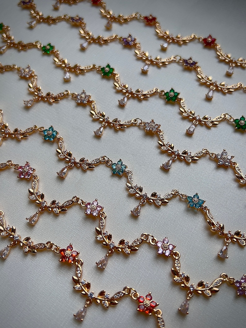 Gold Teardrop Green Flower Choker Necklace, Elegant Emerald Regency ...