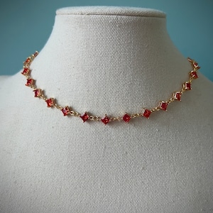 Ruby Red Diamond Choker Necklace, Dainty Fairycore Fantasy Choker ...