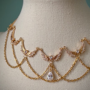 Elegant Gold Angelic Angel Wings Choker Necklace, Beautiful Regal ...