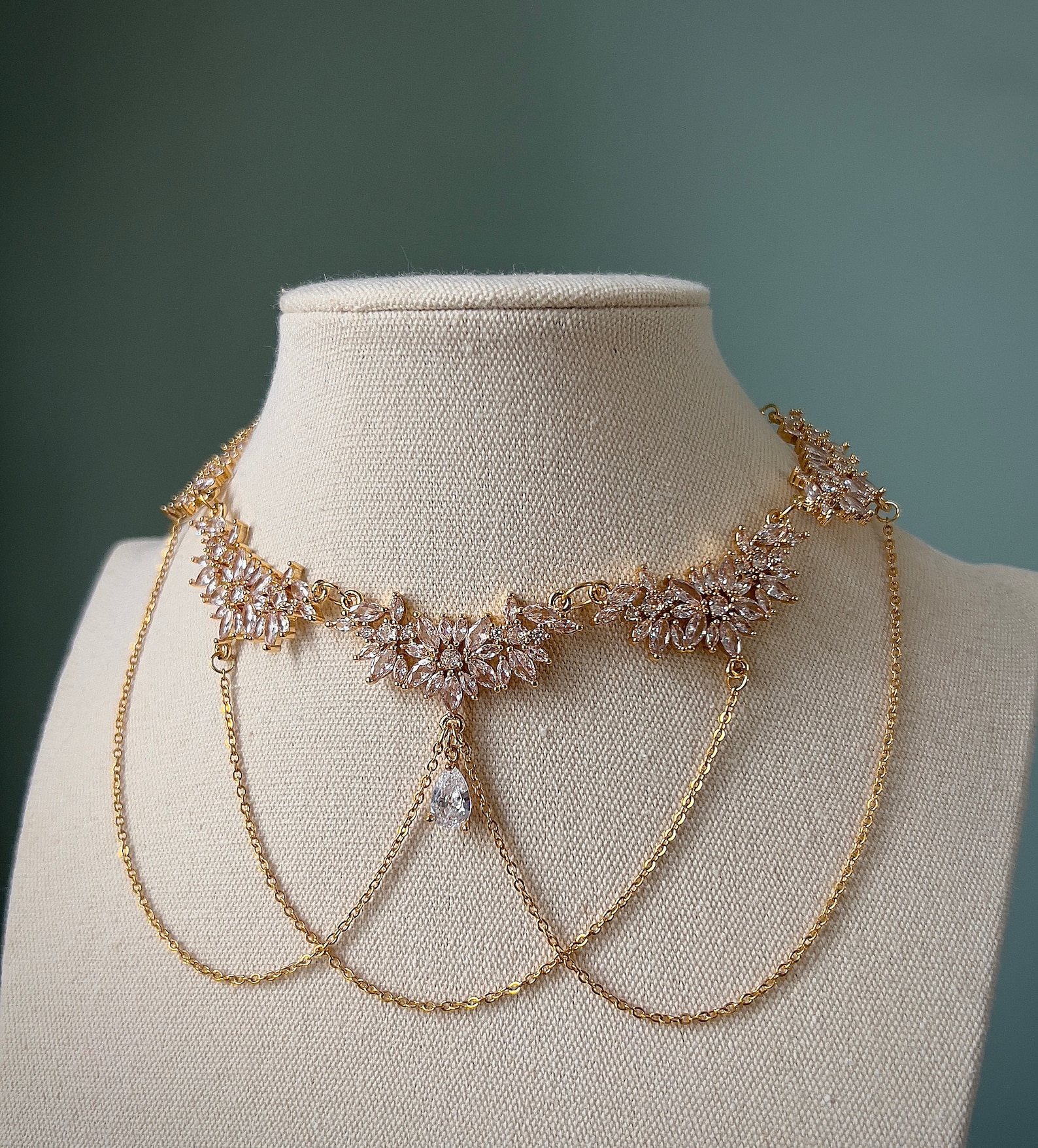 Elegant White Bridal Choker Necklace, Clear Crystal Flower Choker ...