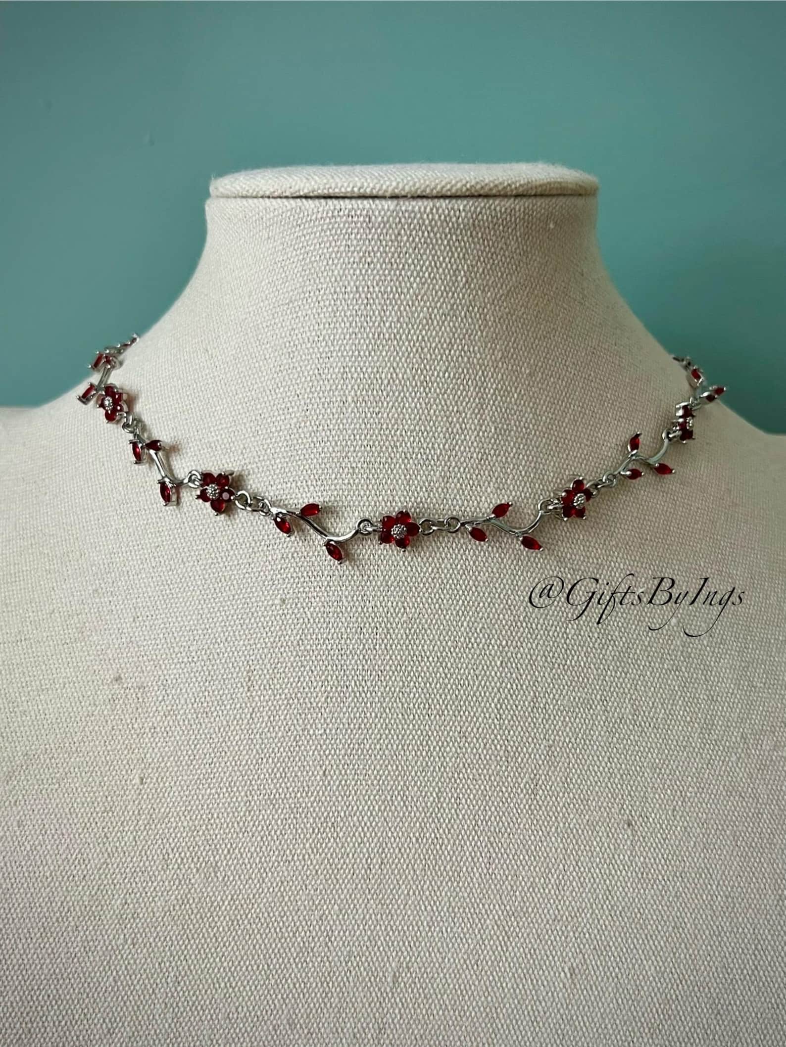 Delicate Aqua Light Blue Leafy Vine Floral Choker Necklace, Regency Era ...