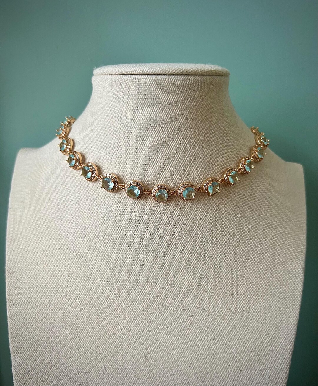 Beautiful Icy Blue Choker Necklace, Elegant Classy Regency Royalty Ren ...