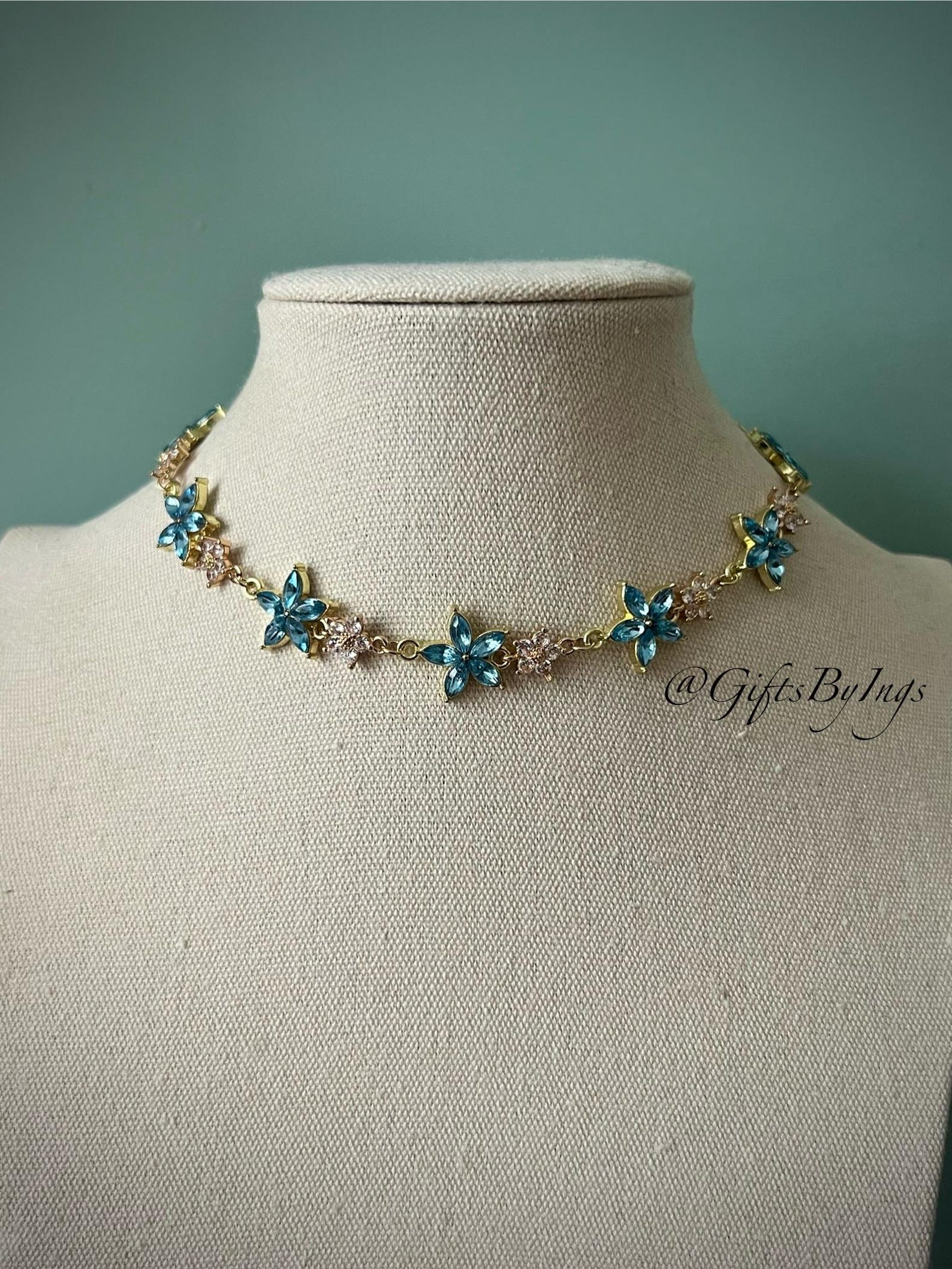 Beautiful Navy Blue Flower Choker, Elegant Regency Era Bridal Wedding ...