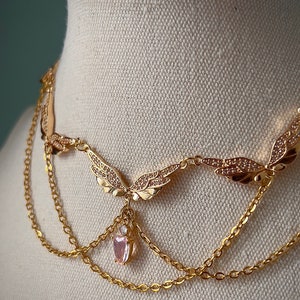 Elegant Gold Angel Wings Choker Necklace, Beautiful Regal Regency ...