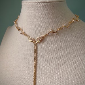 Gold Angelic Fairycore Choker Necklace, Dainty Angel Wings Princess ...