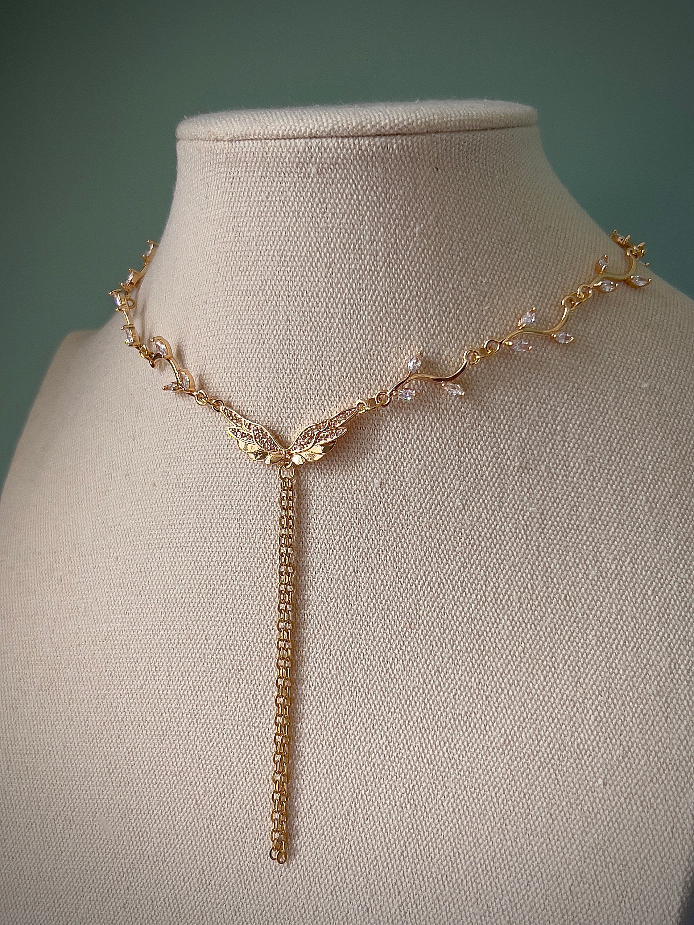 Gold Angelic Fairycore Choker Necklace, Dainty Angel Wings Princess ...