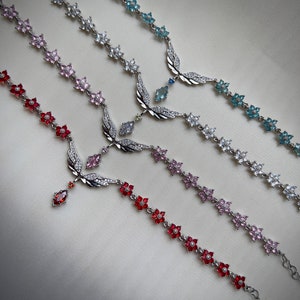 Angelic Floral Silver Butterfly Choker Necklace, Delicate Fairycore ...