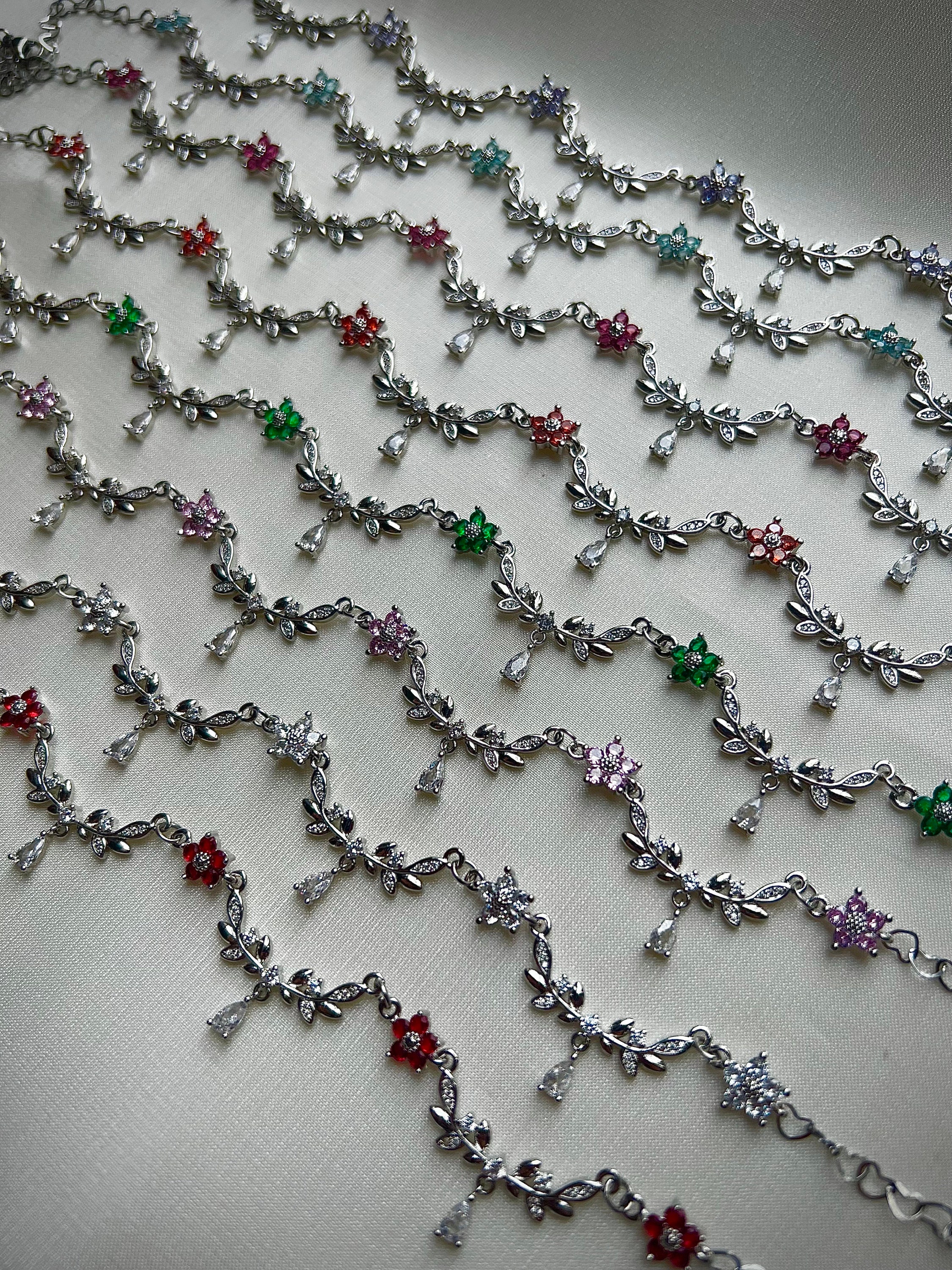 Silver Teardrop Purple Flower Choker Necklace, Elegant Angelic Regal ...