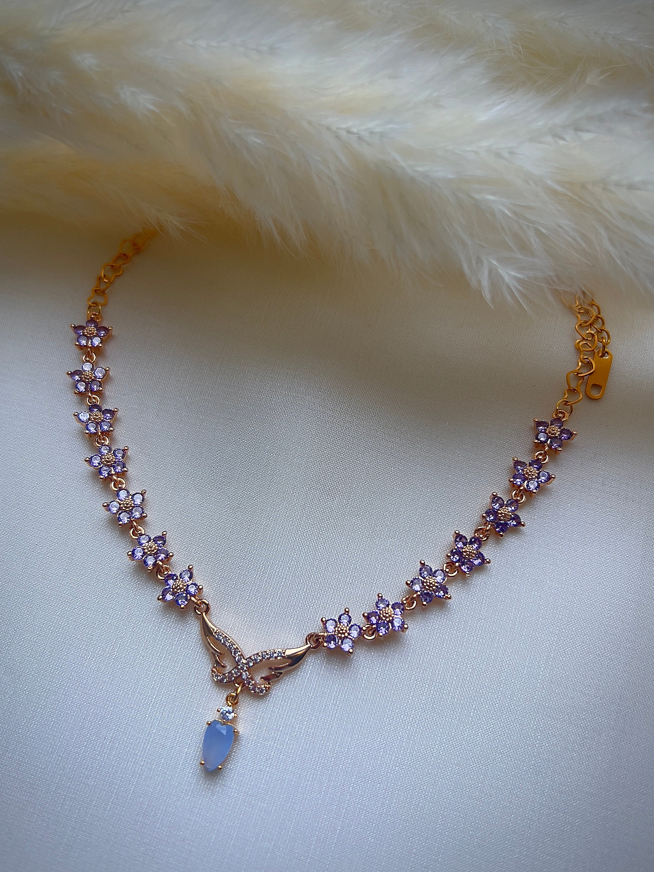 Angelic Aqua Blue Floral Butterfly Choker Necklace Dainty - Etsy