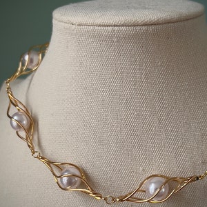 Bulky Gold Twisted Imitation Pearl Choker Necklace, Elegant Royalcore ...