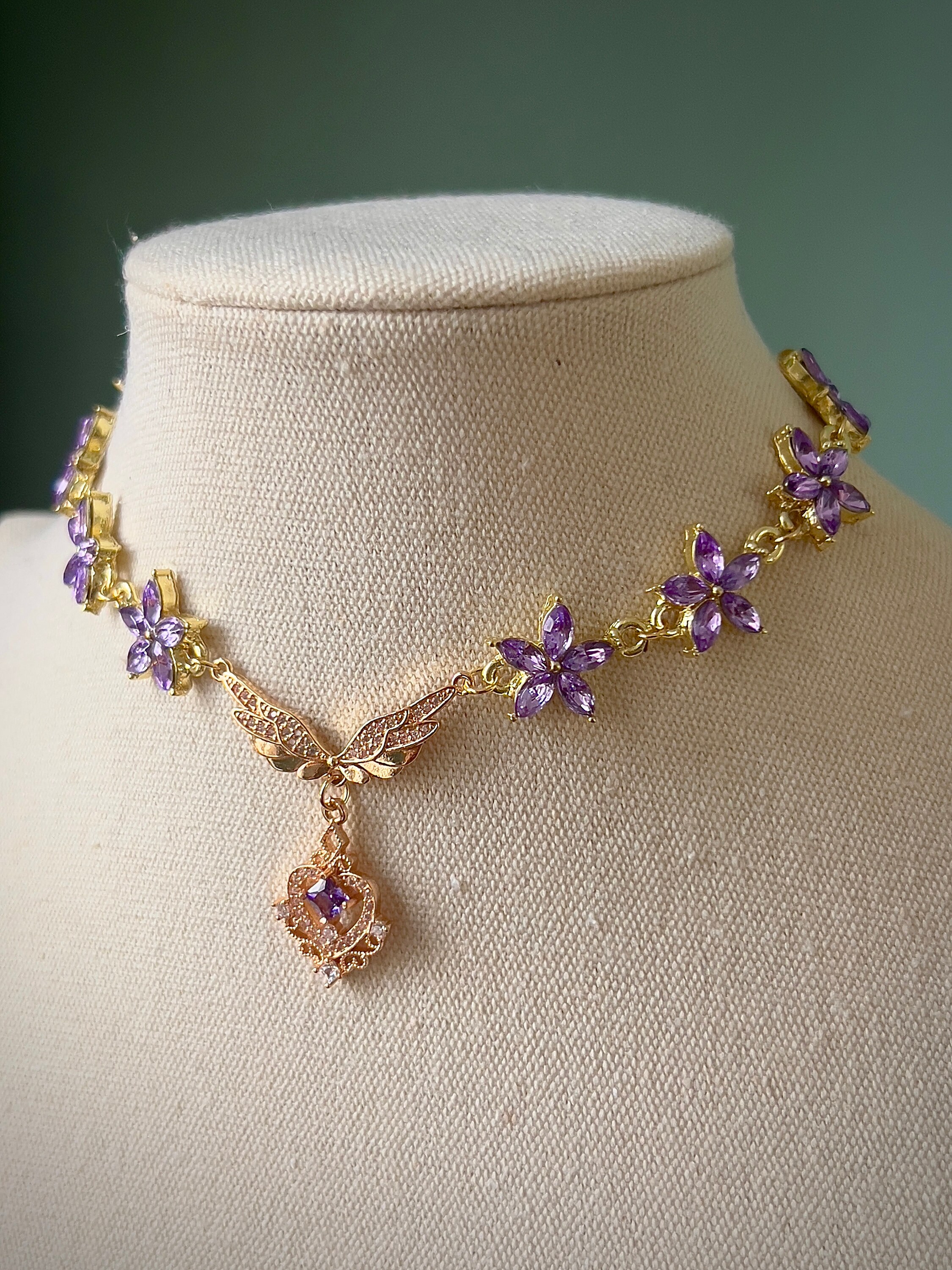 Fairy Inspired Purple Flower Choker Necklace, Beautiful Lavender ...