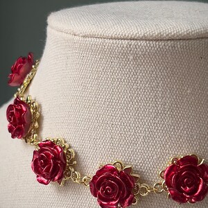 Red Rose Flower Choker Necklace, Elegant Regency Princess Necklace ...