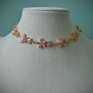 Angelic Feminine Fairycore Necklace, Royalcore Botanical Pink Flower ...