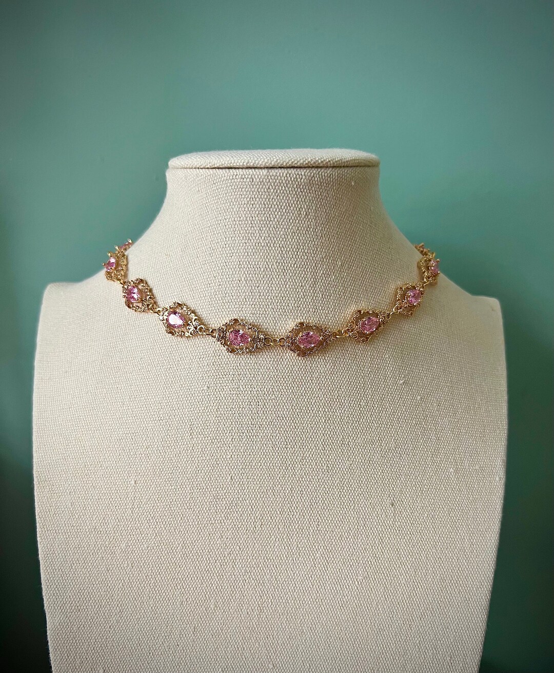 Regal Fantasy Baby Pink Choker Necklace, Elegant Regency Royalcore ...