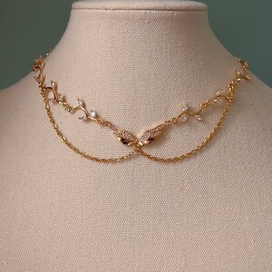 Gold Angelic Fairycore Choker Necklace, Dainty Angel Wings Princess ...