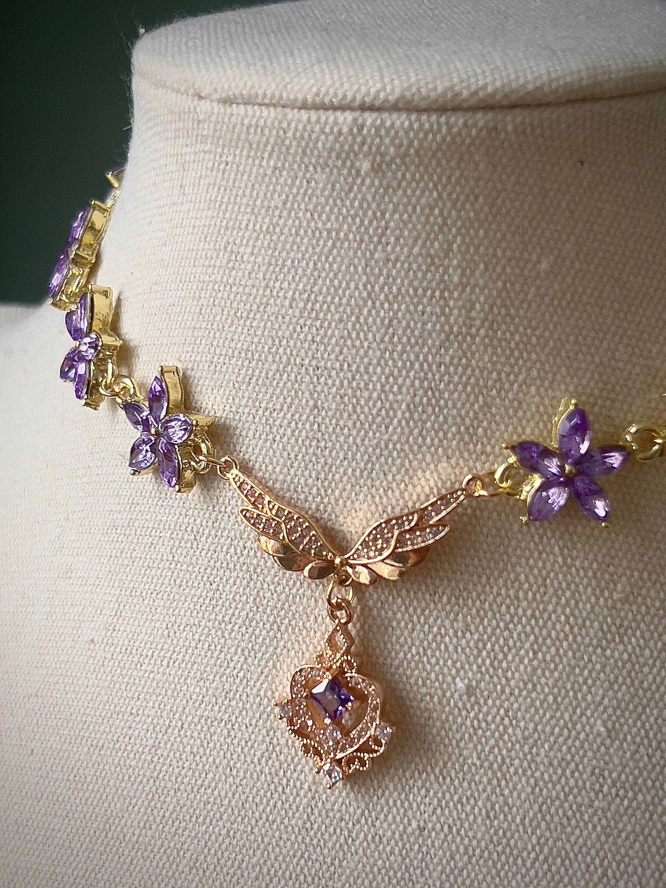 Fairy Inspired Purple Flower Choker Necklace, Beautiful Lavender ...