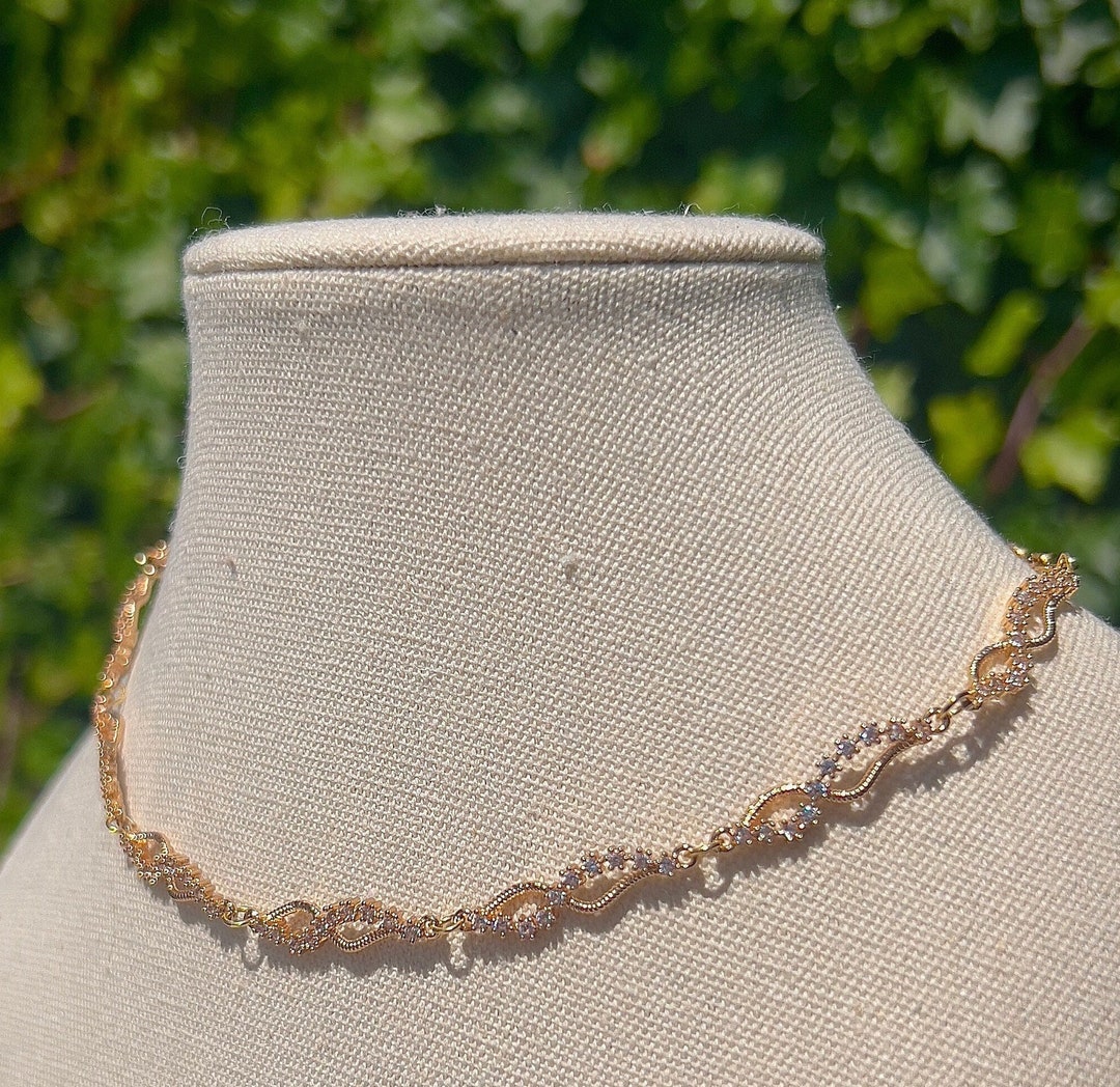 Gold Celestial Choker Necklace, Infinity Choker, Delicate Coquette Star ...