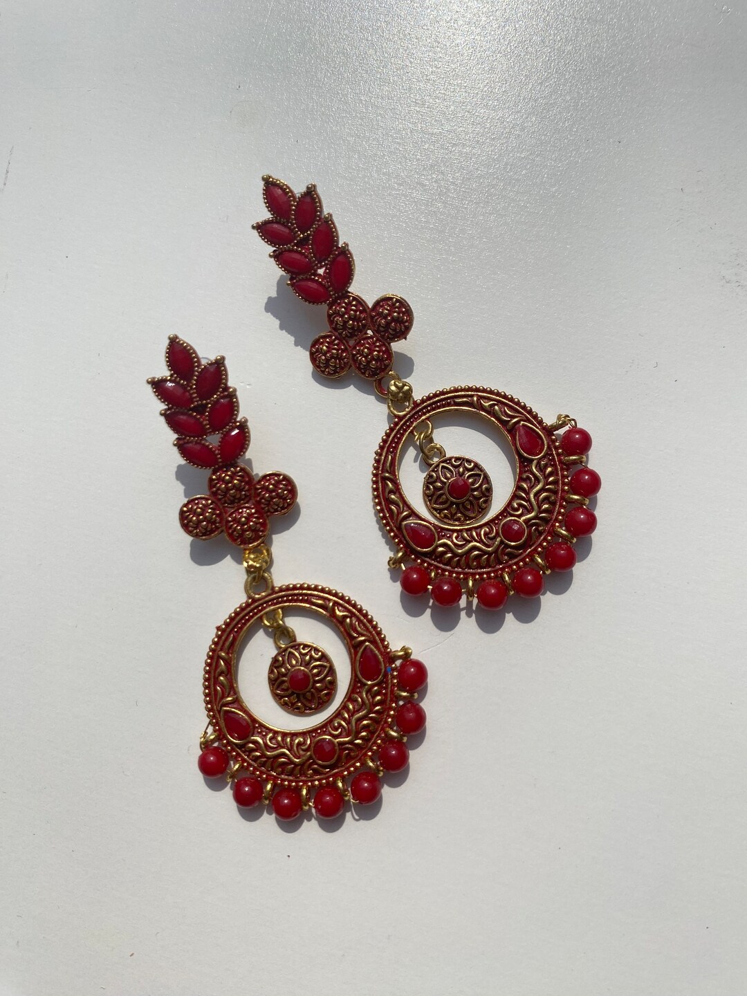 Dangling Red Marron Jhumka / Indian Jhumka / Earring Fashion - Etsy