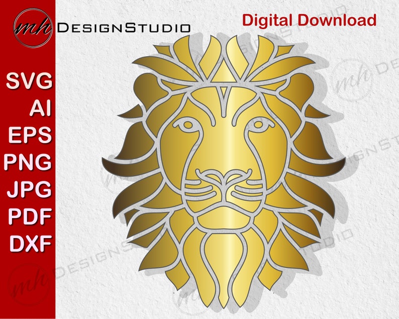 León SVG, gráfico vectorial, silueta, Cricut, archivo de trazador, AI ...