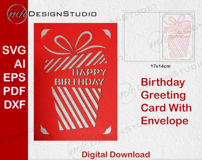 Birthday Greeting Card, SVG, AI, PDF, Dxf, Eps, Plotter File, Vector ...