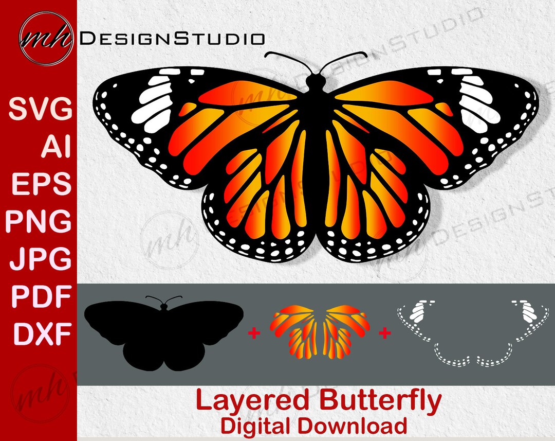 SVG, Butterfly, Vector Graphic, Plotter File, AI, Eps, Png, Pdf, Dxf ...