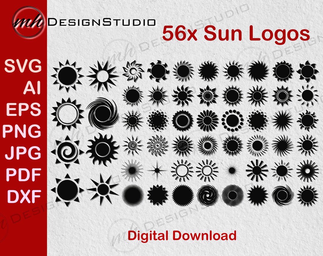 Sun SVG Logo, Plotter File, AI, Svg, Eps, Png, Pdf, Dxf, Vector Graphic ...