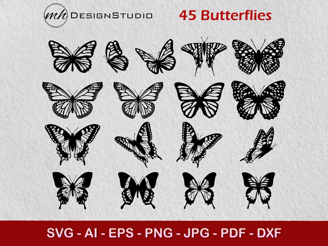 Butterfly SVG Bundle, Vector Graphic, Silhouette, Cricut, Plotter File ...