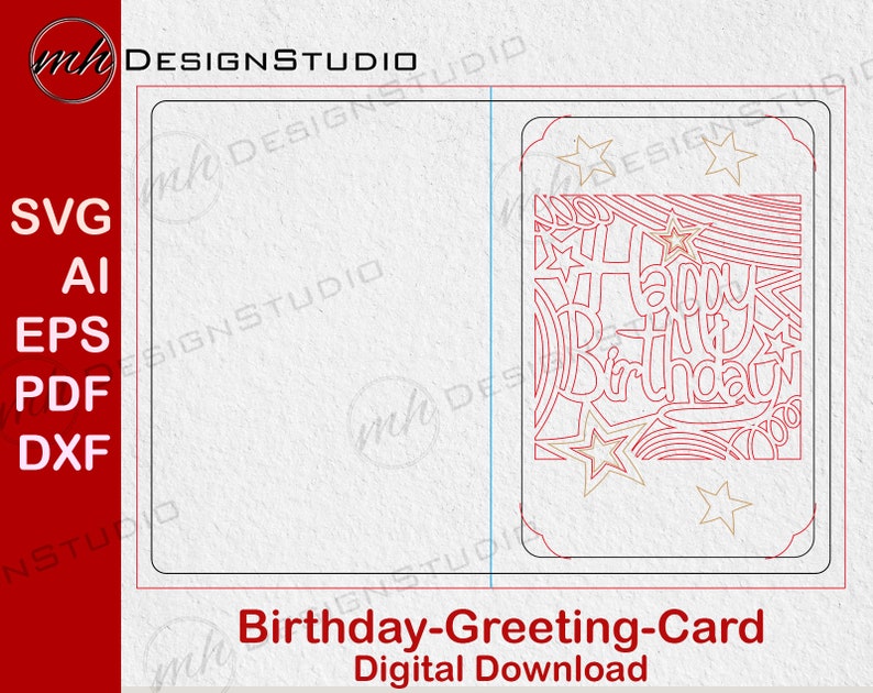 Birthday Greeting Card, SVG, AI, PDF, Dxf, Eps, Plotter File, Vector ...