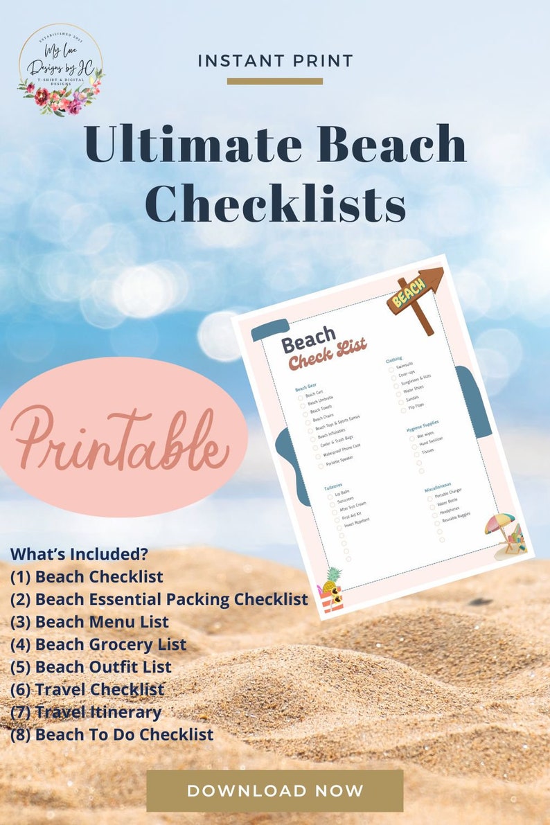 Beach Packing List Printable Beach Menu List PDF Beach Grocery Planning ...
