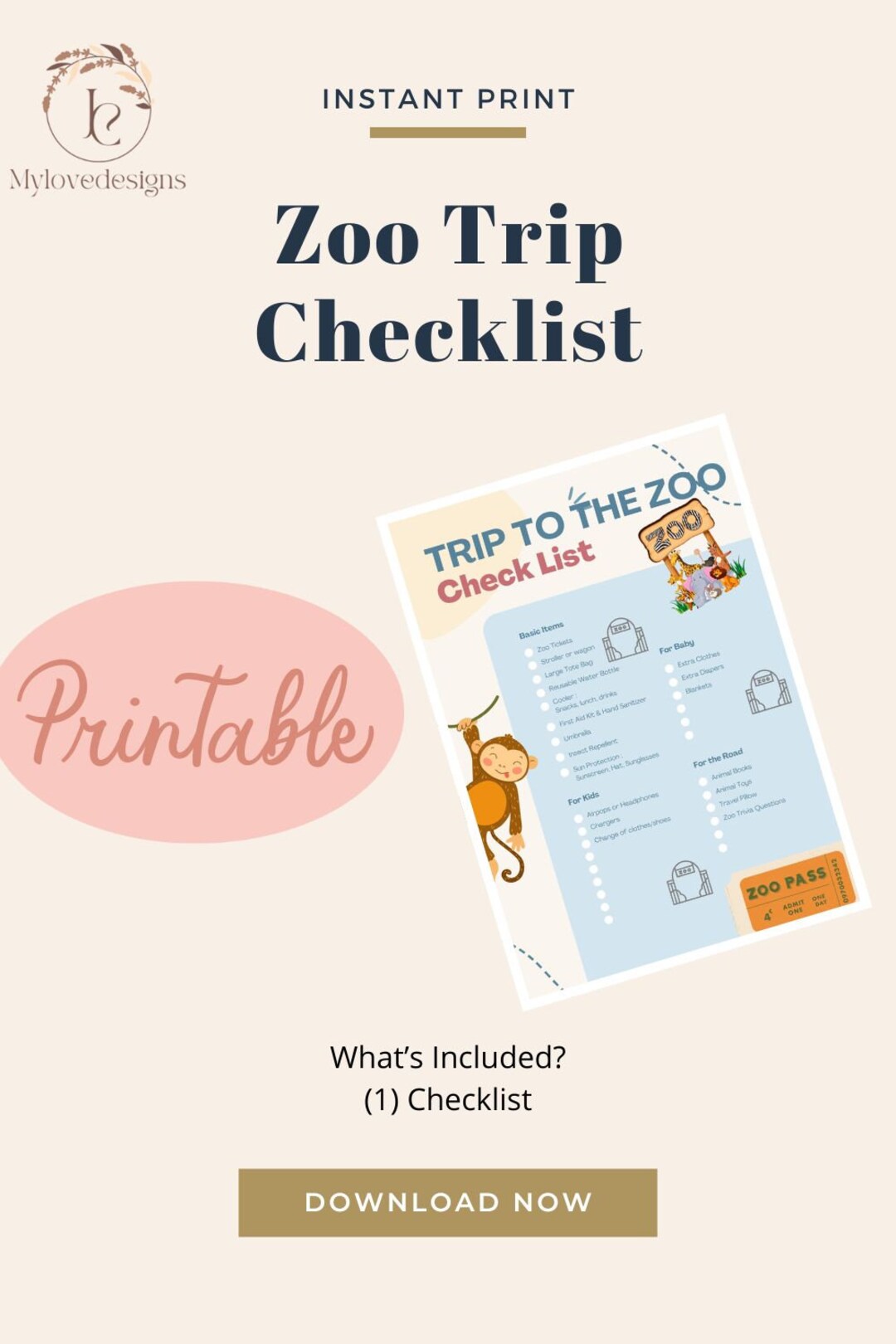 Zoo Trip Checklist I Travel Checklist I Packing Checklist I Digital ...