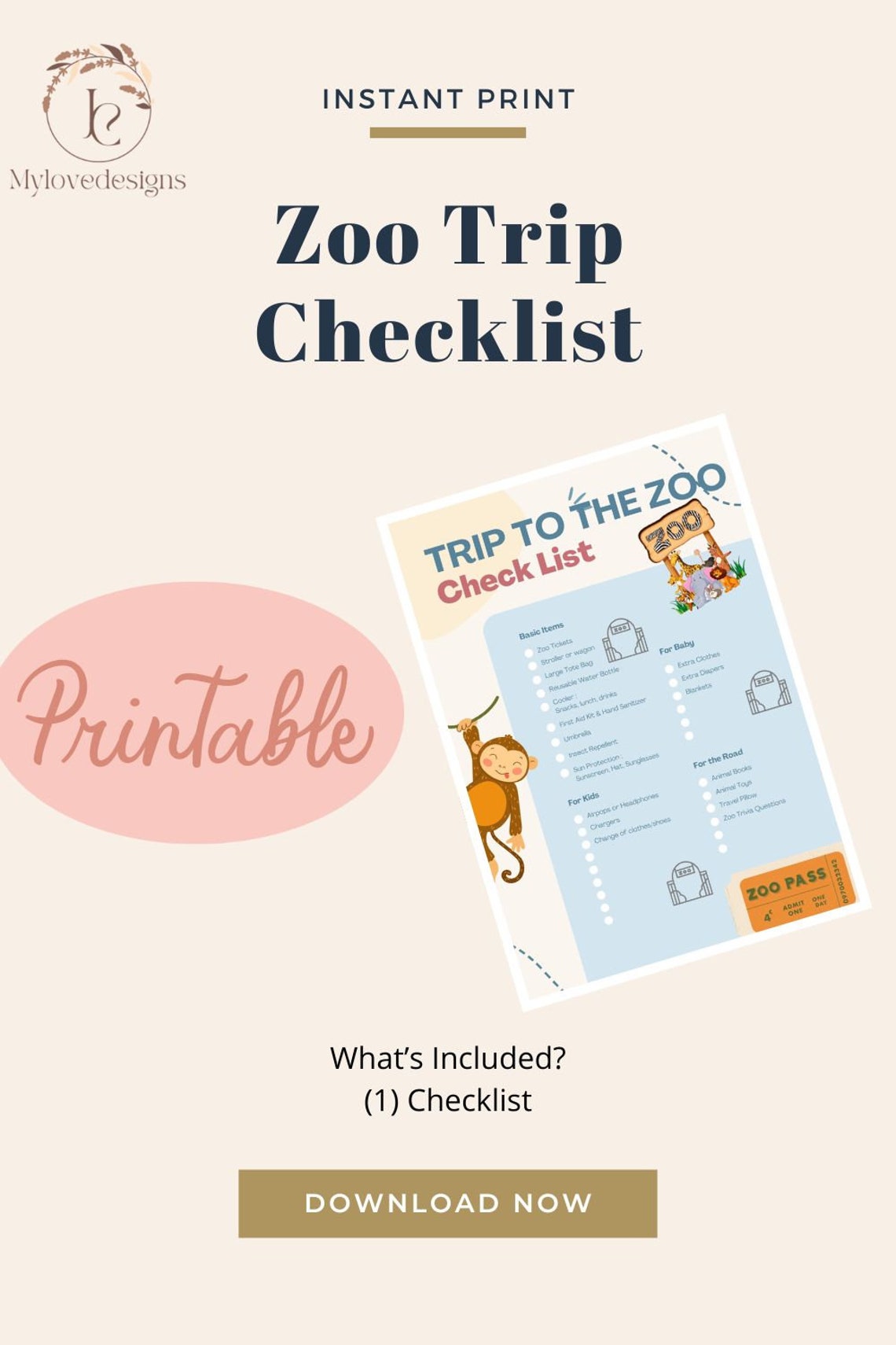 Zoo Trip Checklist I Travel Checklist I Packing Checklist I Digital ...