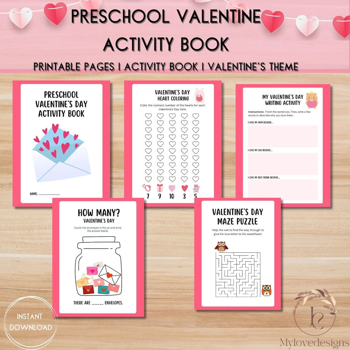 Preschool Valentine's Day Themed Activity Book, Homeschool Valentine's ...