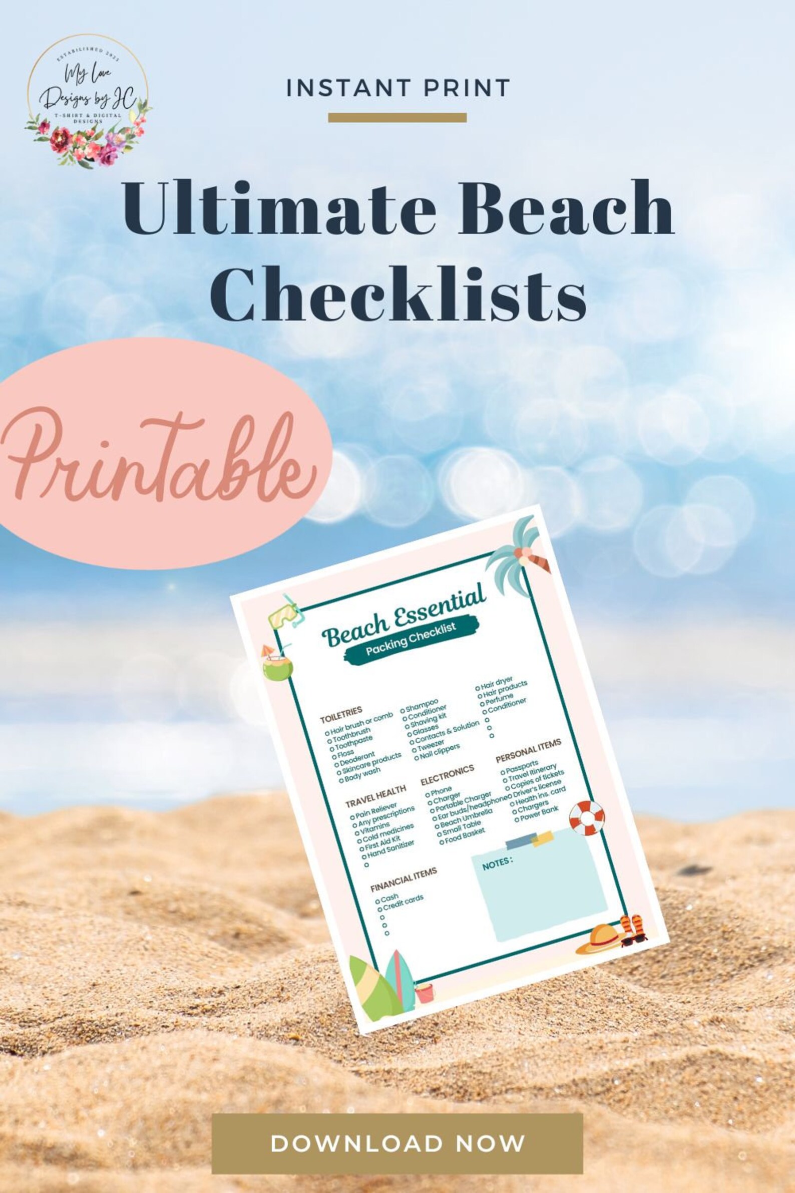 Beach Packing List Printable | Beach Menu List PDF | Beach Grocery ...