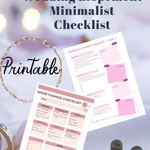 Elopement Wedding Checklist Template I Elopement Minimalist Checklist I ...