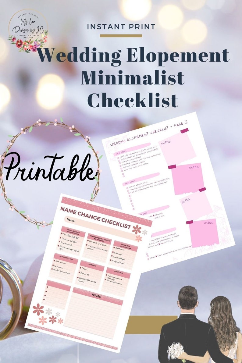 Elopement Wedding Checklist Template I Elopement Minimalist Checklist I ...