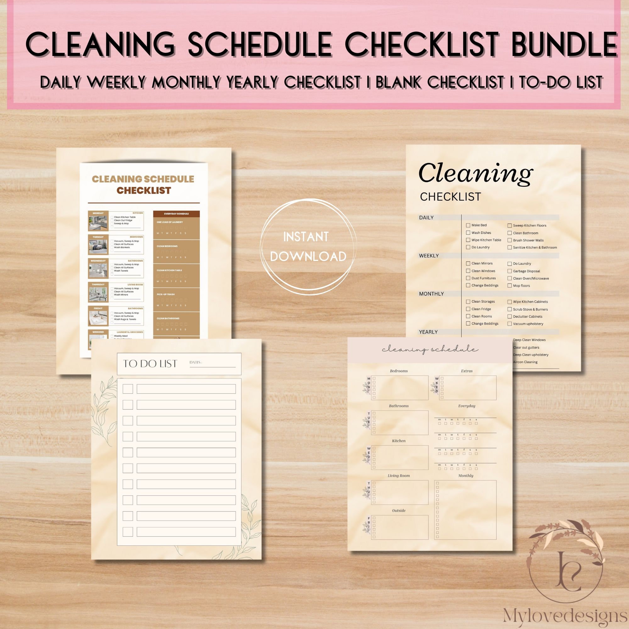 Cleaning Checklist, Daily Weekly Monthly Yearly Cleaning Task Checklist ...