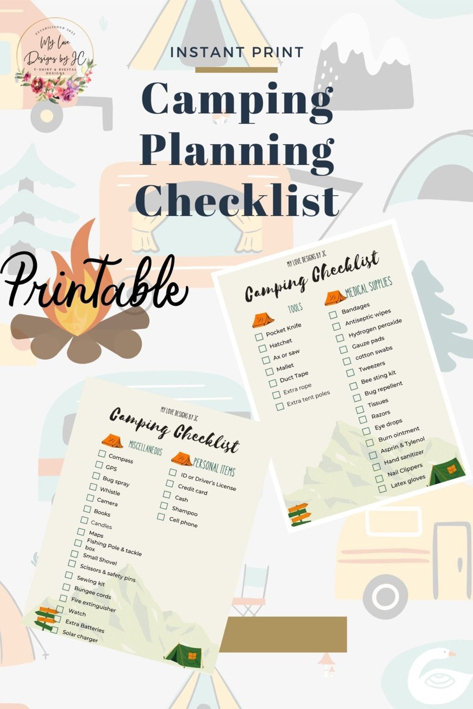 Camping Packing List, Printable Packing List Template, Camp Packing ...
