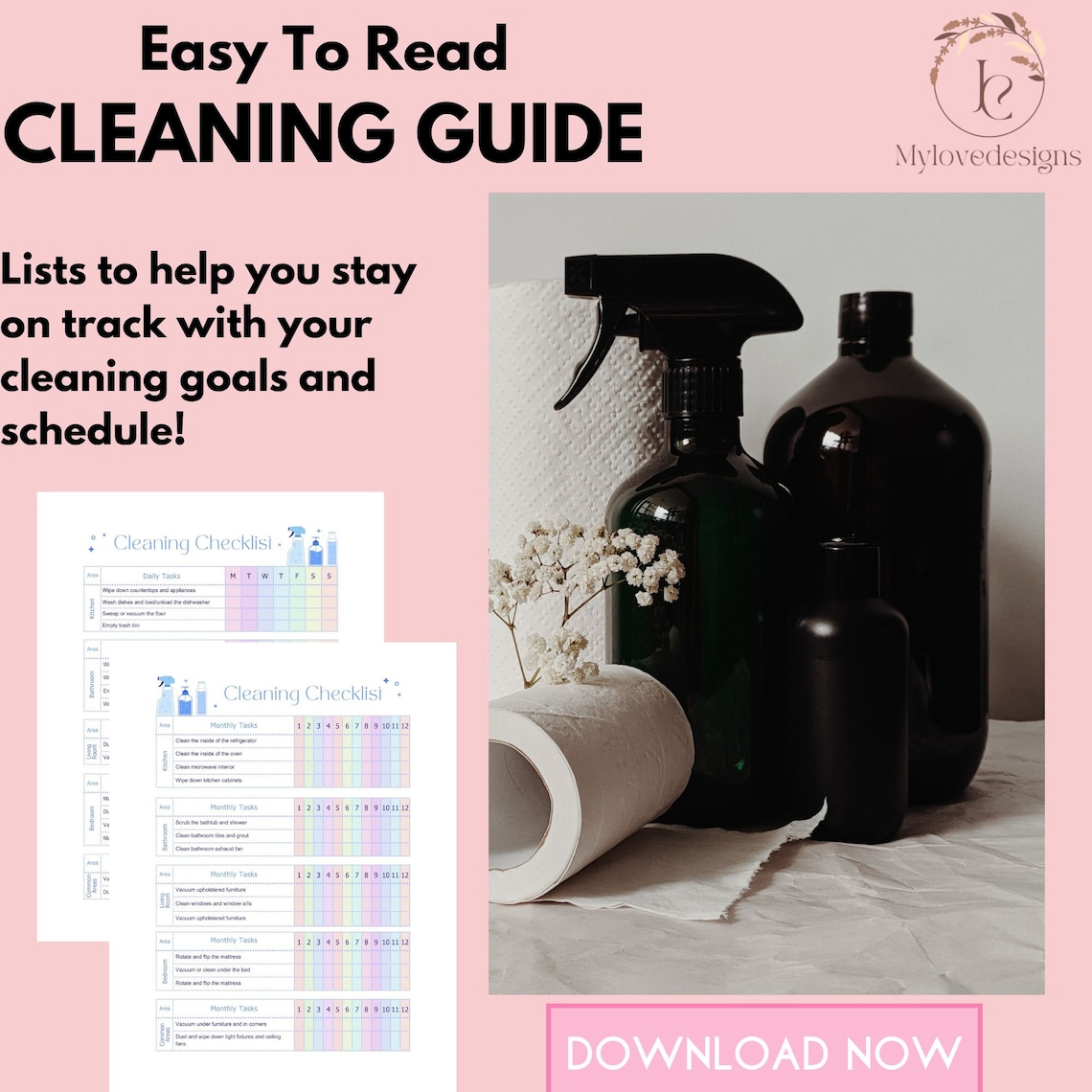 Cleaning Checklist, Daily Cleaning Task Checklist, Monthly Cleaning ...