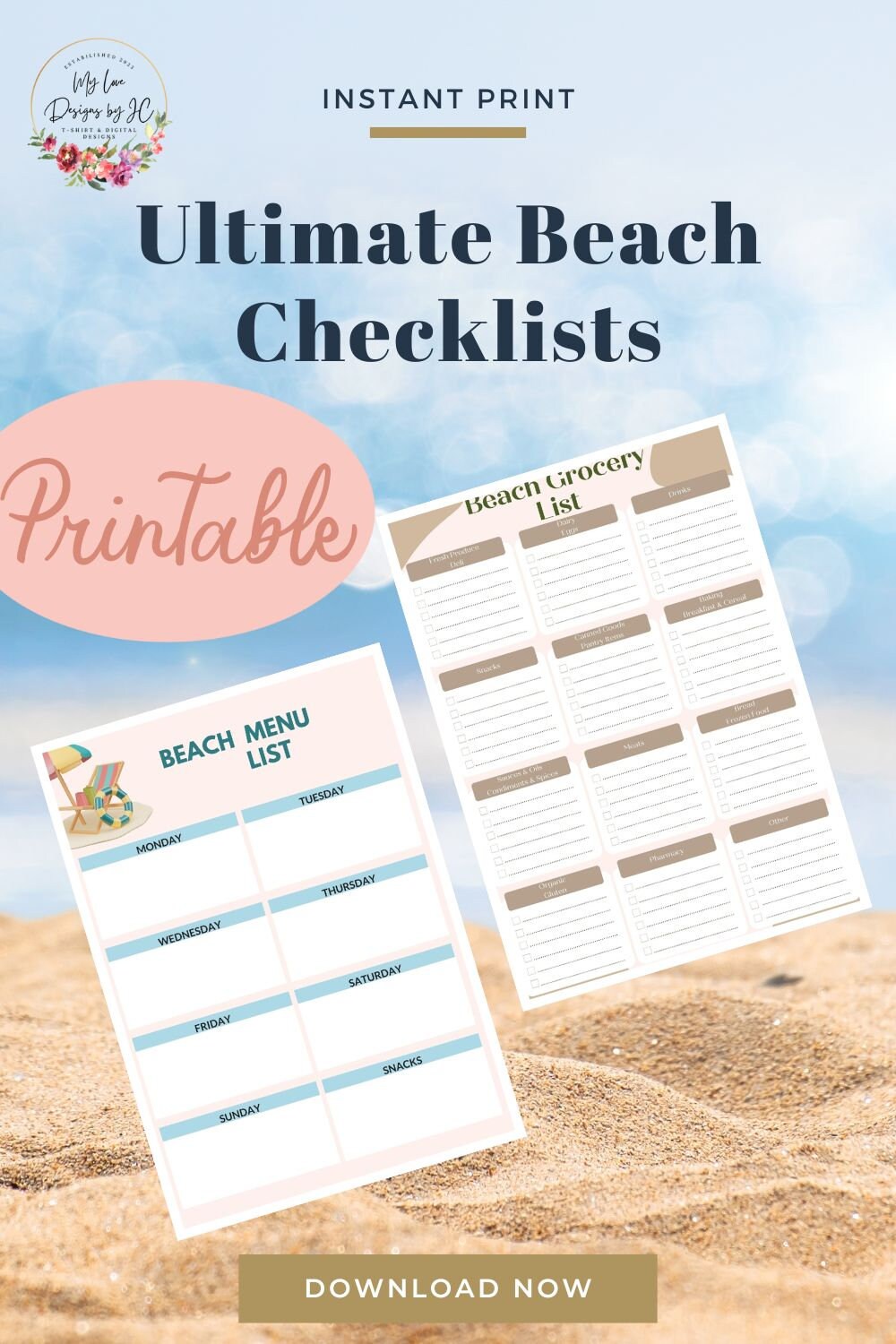 Beach Packing List Printable Beach Menu List PDF Beach Grocery Planning ...