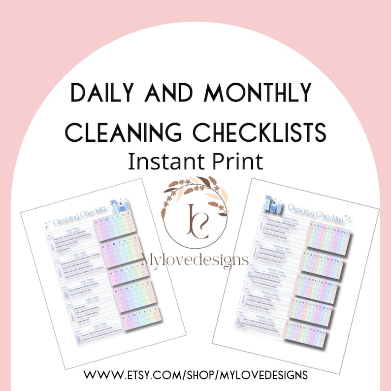 Cleaning Checklist, Daily Cleaning Task Checklist, Monthly Cleaning ...