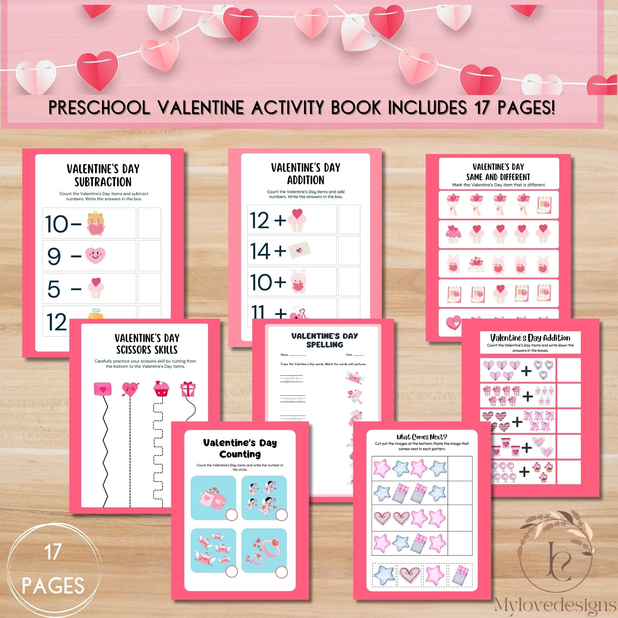 Preschool Valentine's Day Themed Activity Book, Homeschool Valentine's ...