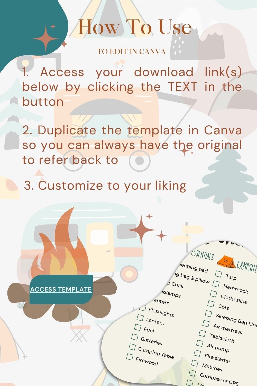Camping Packing List, Printable Packing List Template, Camp Packing ...