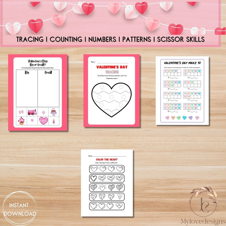 Preschool Valentine's Day Themed Activity Book, Homeschool Valentine's ...