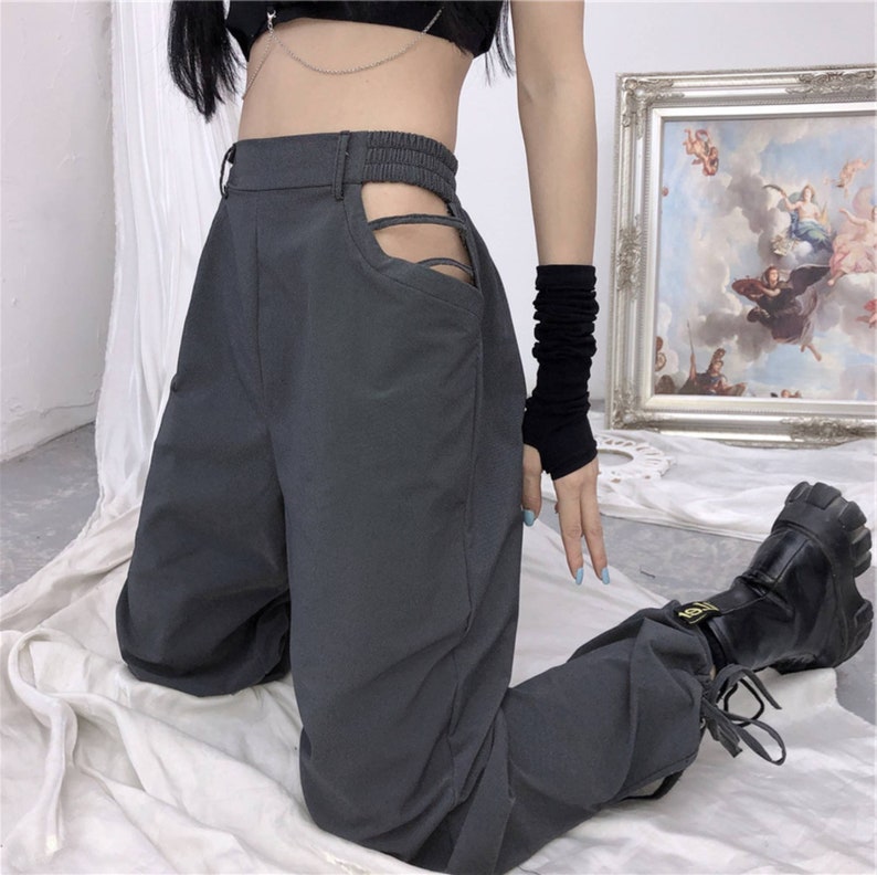 Womens Techwear Cyberpunk Joggers Cargo Pants Steampunk Etsy