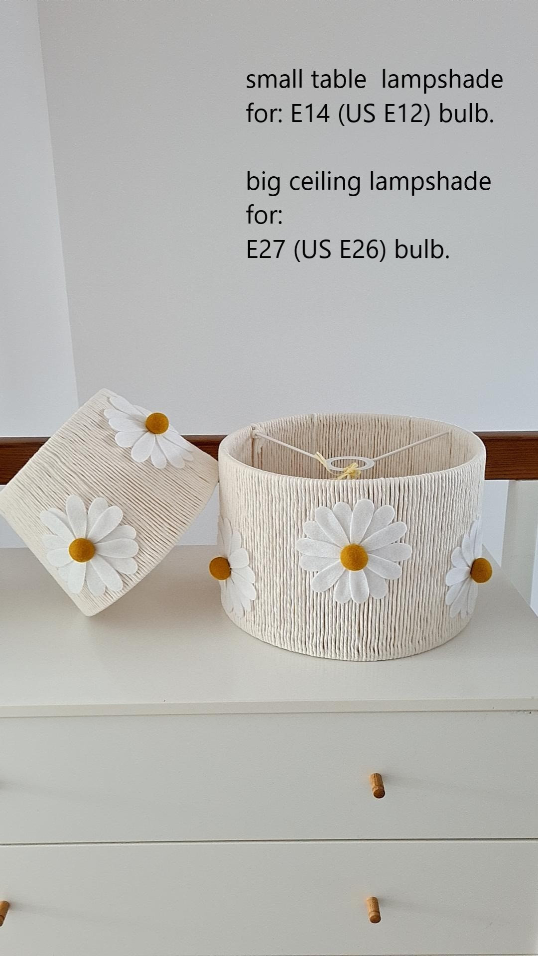 Set Od 2 Daisy Lampshades, Floral Table Lampshade, Daisy Flowers Lamp ...