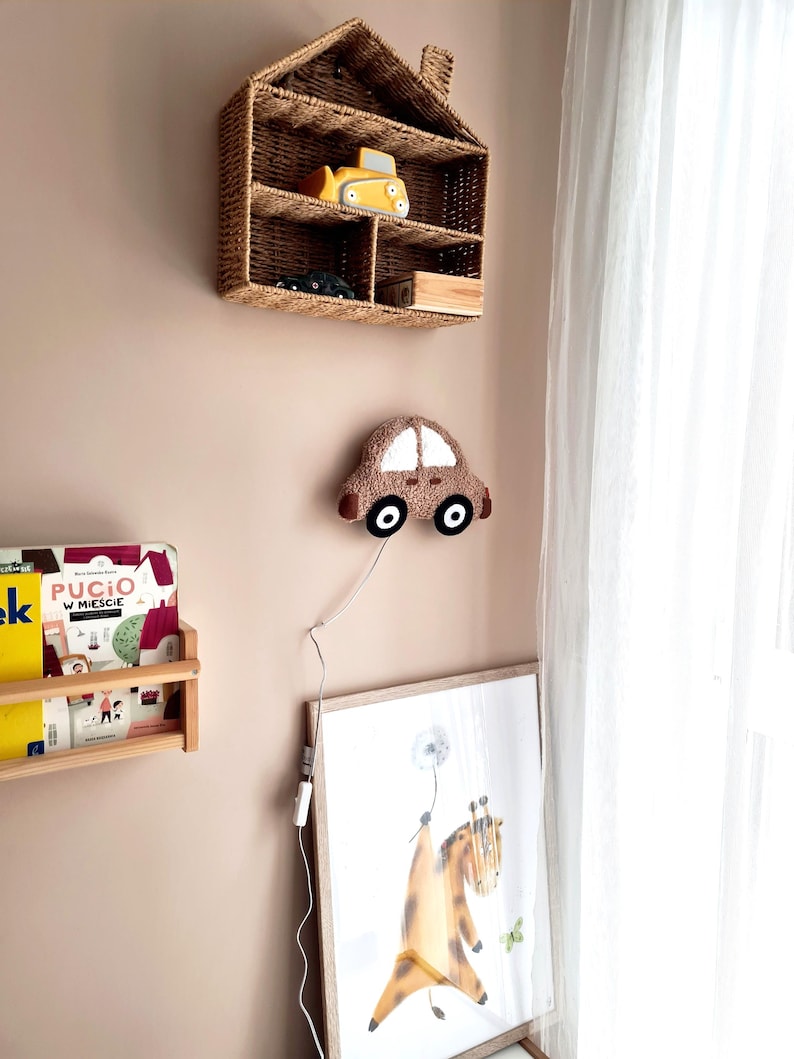 Handmade Car Wall Night Light for Nursery – Soft LED Kids Room Lamp ...