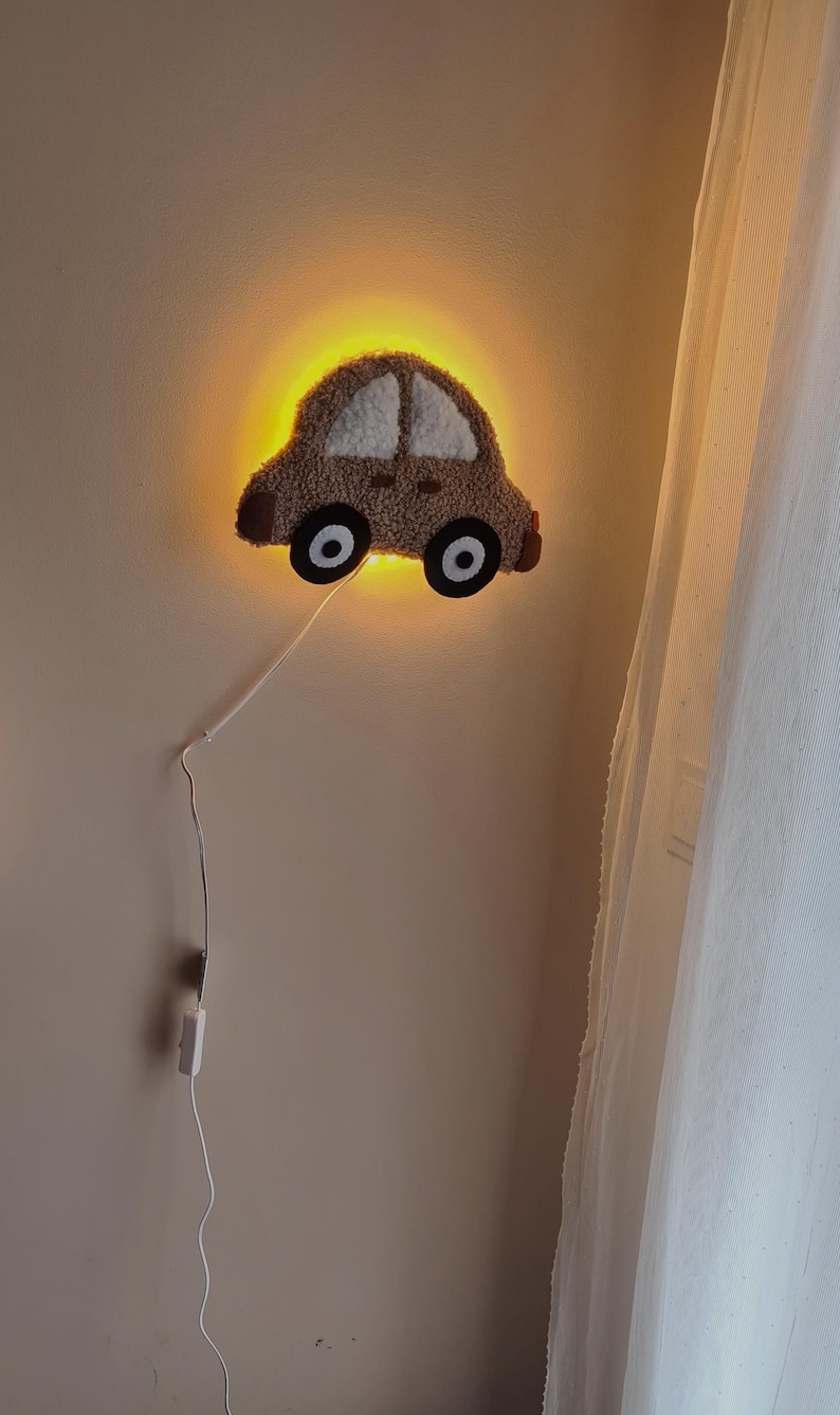 Handmade Car Wall Night Light for Nursery – Soft LED Kids Room Lamp ...