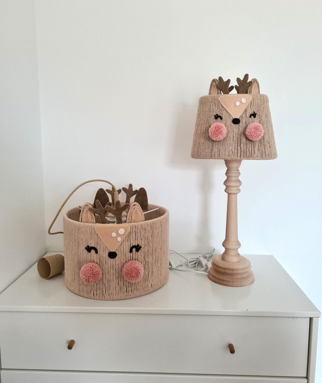 Set of Nursery Lamps, Bambi Lampshade, Animals Lamp, Night Lamp Deer ...
