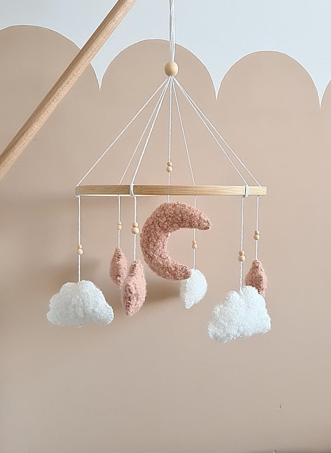 Stars Baby Mobile, Moon Baby Mobile, Girl Nursery Mobile, Dust Pink ...